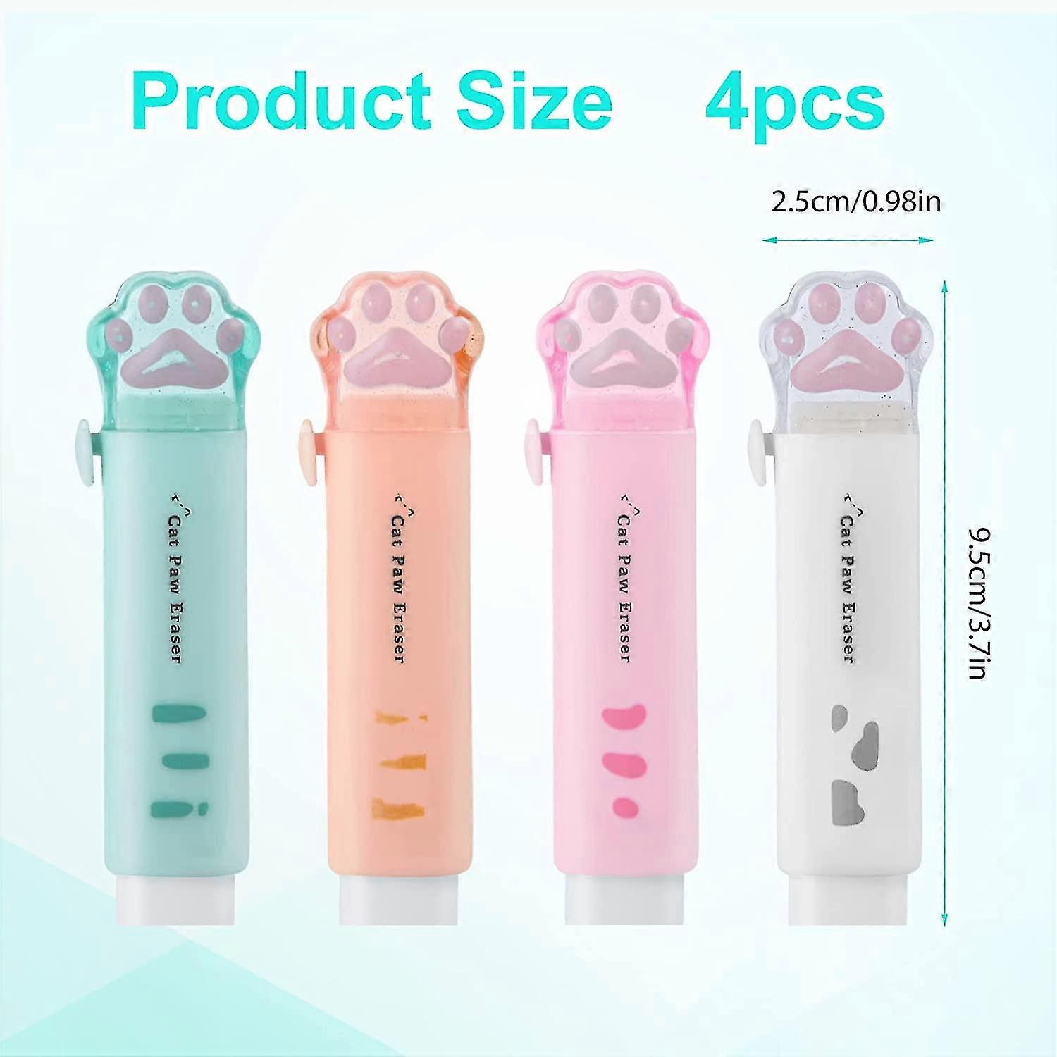 Colored Eraser, Retractable Erasers Cute Cat Paw Eraser Kawaii Cat ...