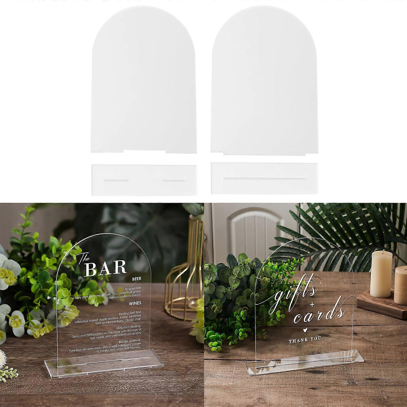 10pcs Acrylic Arch Sign with Stand Holder Blank Wedding Table Sign for ...