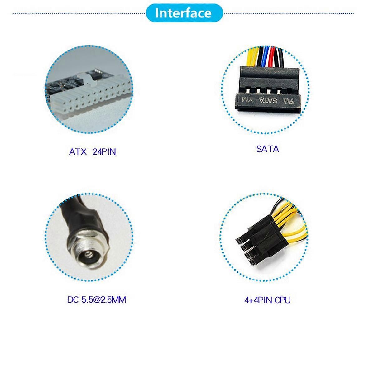 High Power 300W 12V DC5.5X2.5MM Input DC-ATX PSU Pico ATX Switch Mining ...