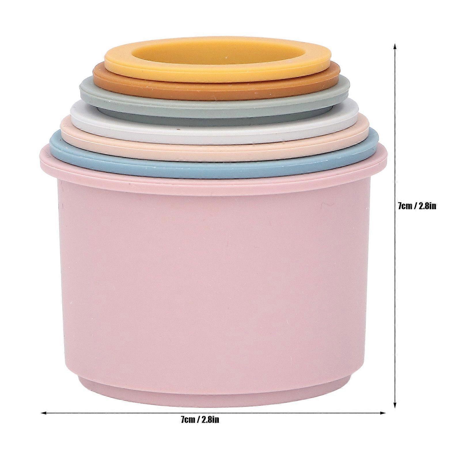 7 Pcs Stacking Cups Animal Silicone Colored Children's Stacking Cup ...