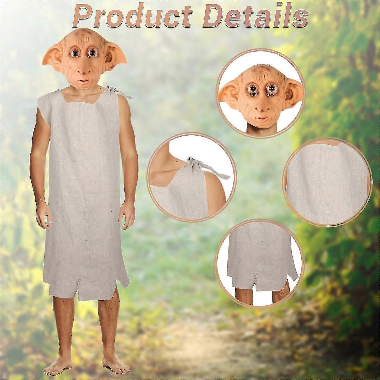 Dobby Costume Adult Dobby Mask Elf Ears Full Head Latex Mask Halloween ...