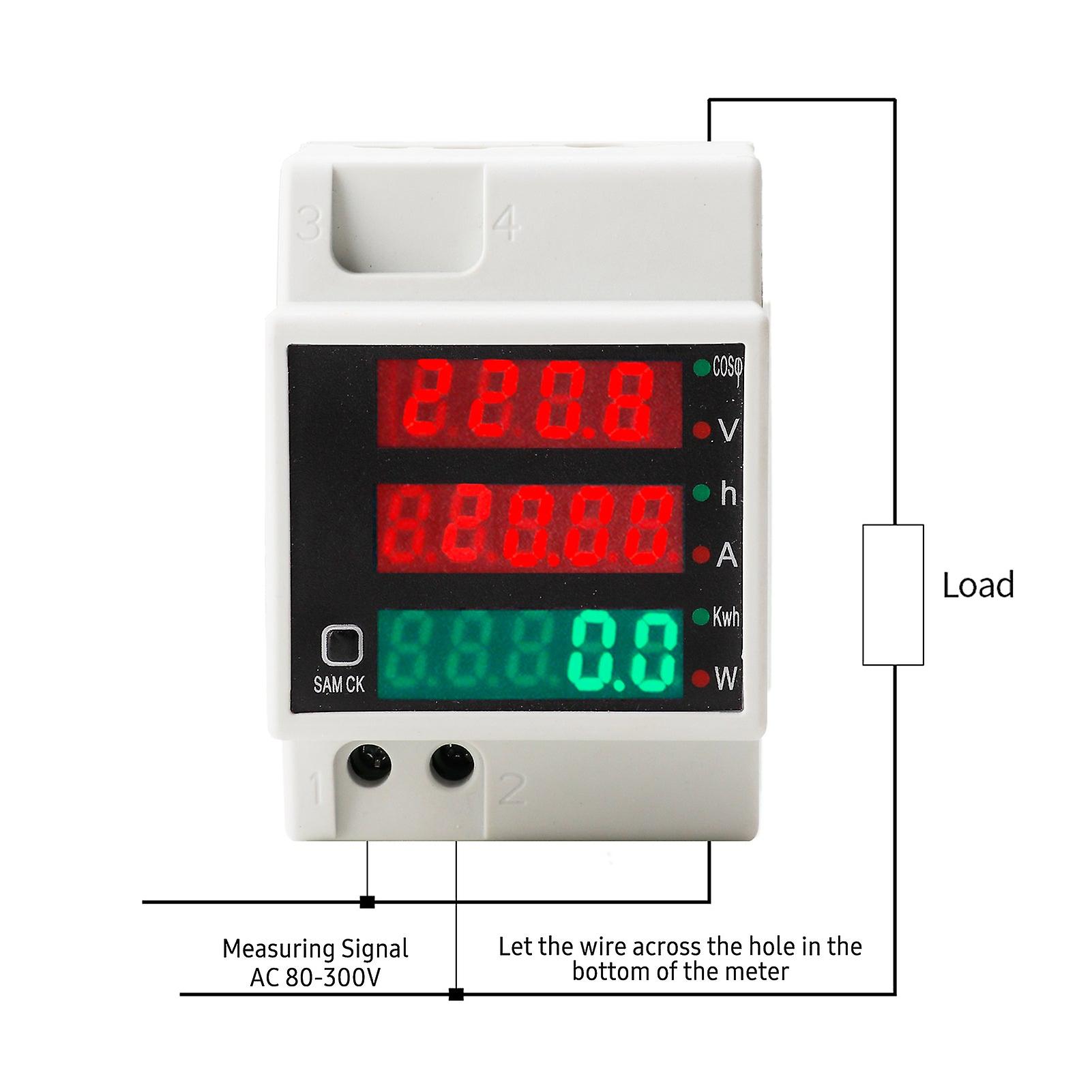 Ac80-300v 100a digital energy meter din rail multimeter electric power ...
