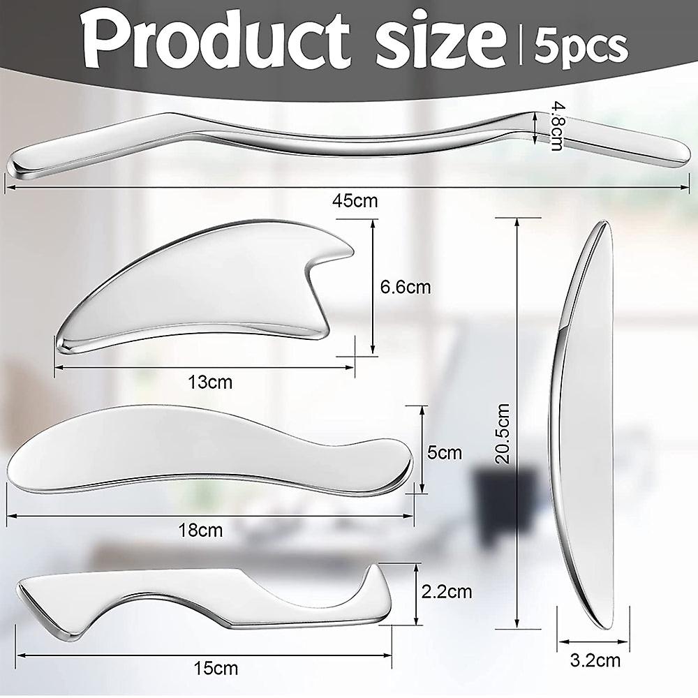 Professional 5 pieces stainless steel gua sha scraping massage tools ...