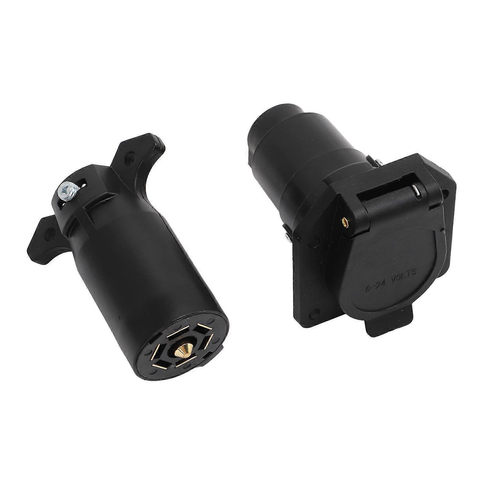 7 Pin Round Trailer Connector Male Female Wiring Adapter Plug 7 Way ...