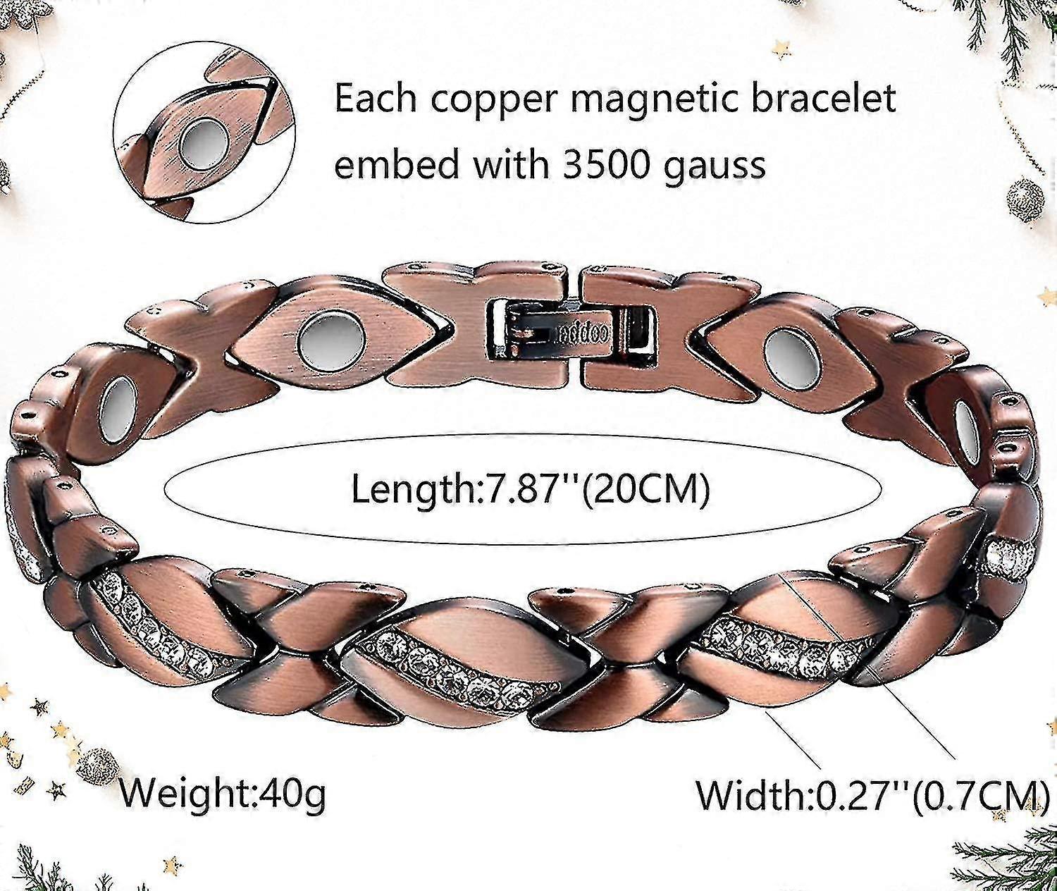 Arthritis Pain Copper Magnetic Bracelet For Women Reference 3500 Gauss ...