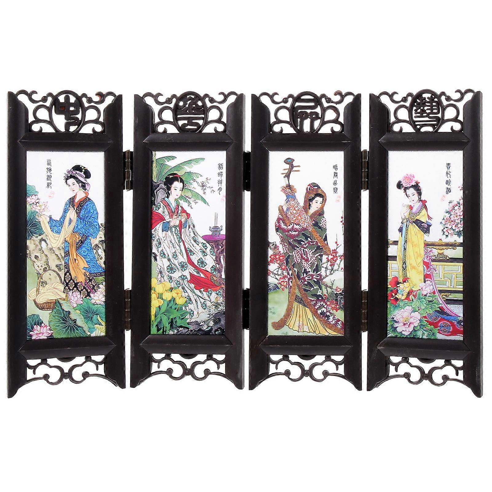 Chinese Style Retro Folding Small Screen Resin Panel Screen Room ...