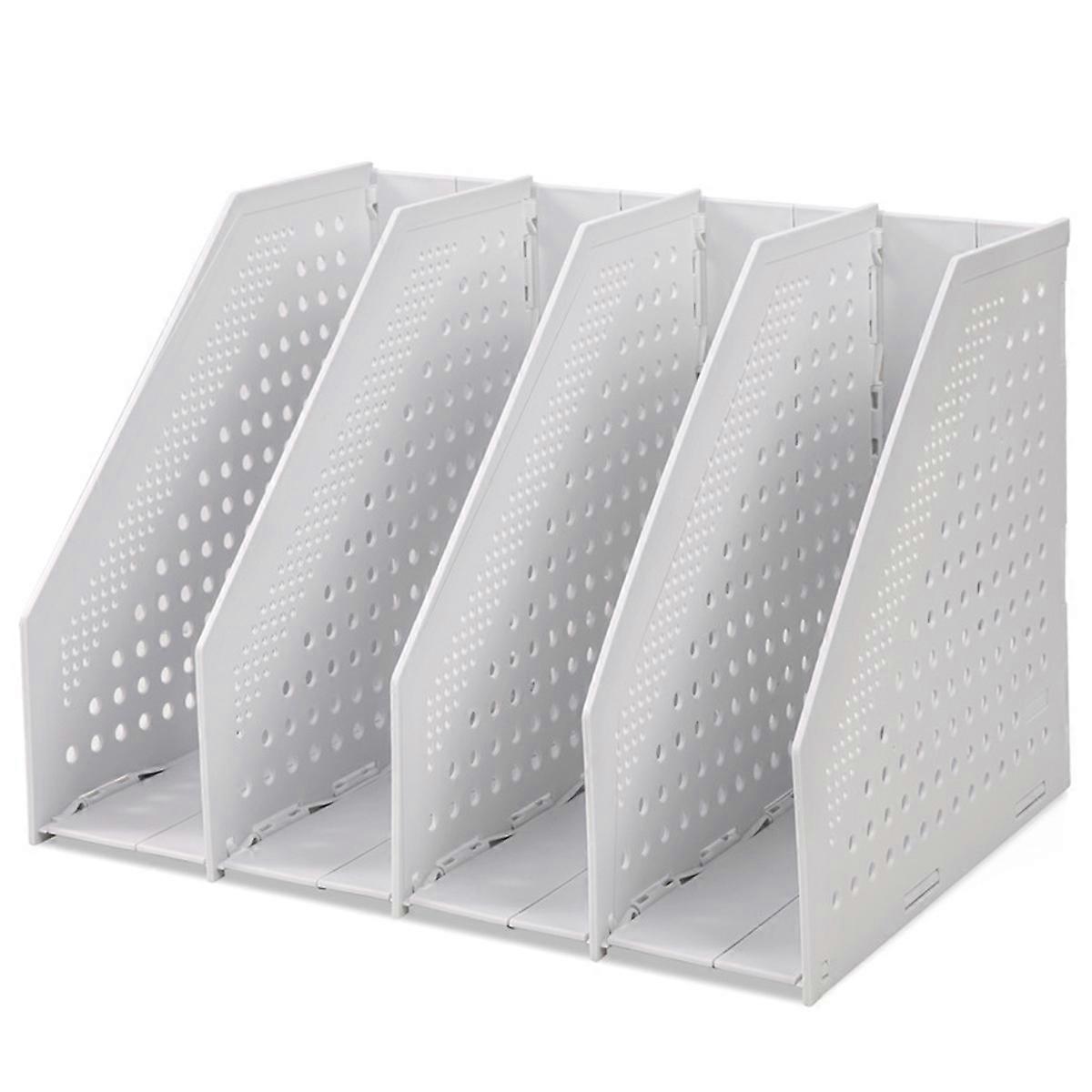 Folding Magazine Rack, Office Magazine Rack with 4 Compartments, Large ...