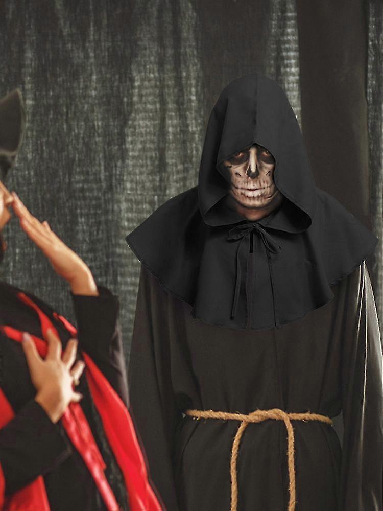 Medieval Renaissance Priest Hooded Cape Short Cloak Mantle Hat Cosplay ...