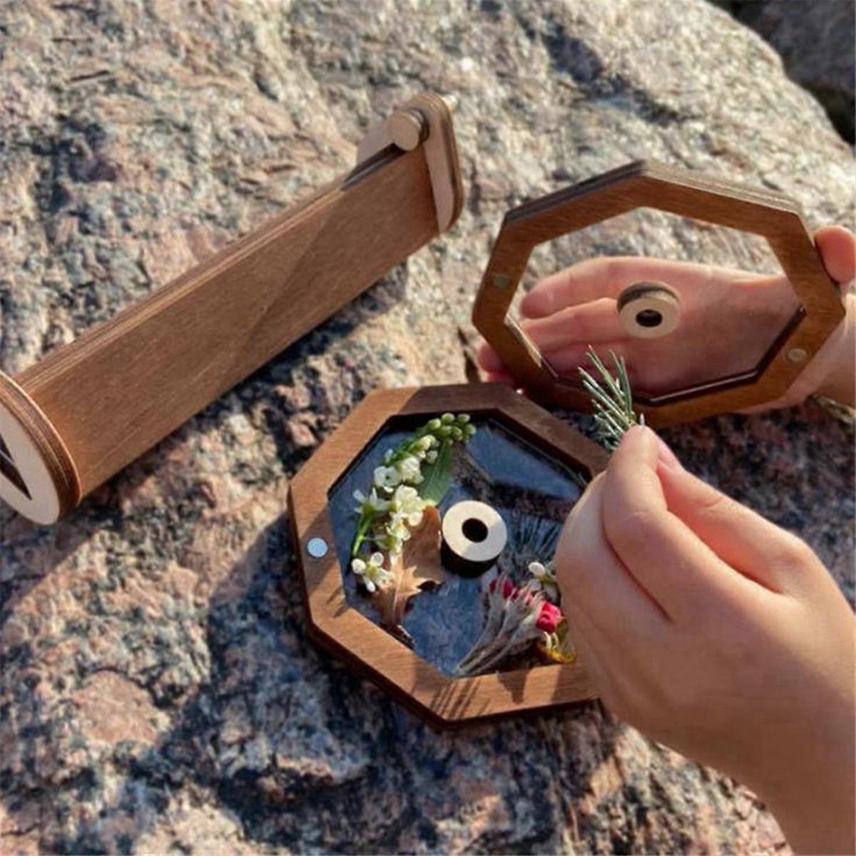 Wooden DIY Kaleidoscope Kit Outdoor Toddler Rotating Kaleidoscope Set ...