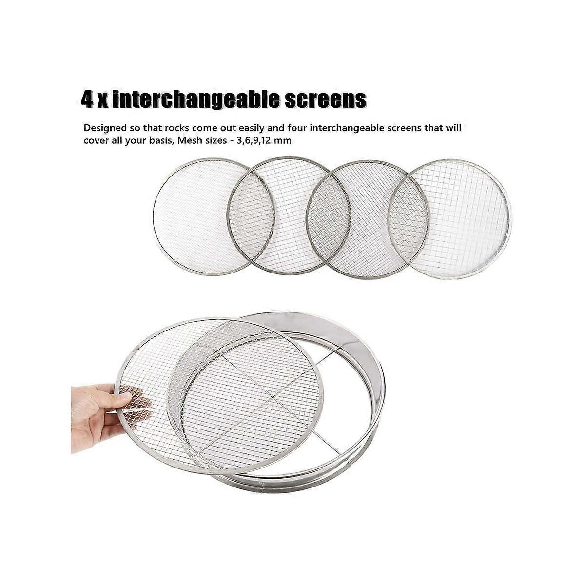 Garden Potting Mesh Sieve Sifting Pan - Stainless Steel Mix Soil Filter ...