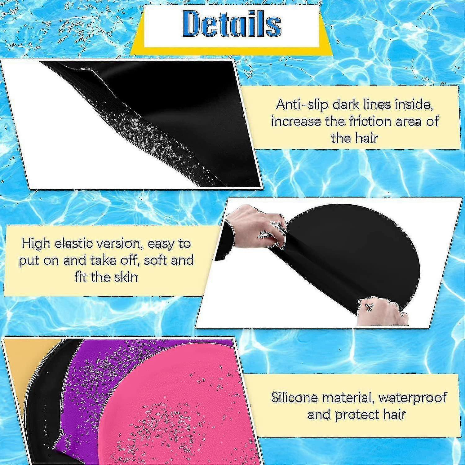 Extra Large Swim Cap Long Hair Swimming Cap for Man and Woman Silicone ...