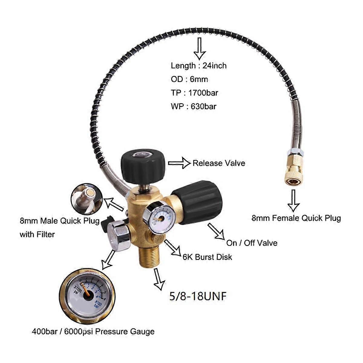 DIN Valve Scuba Adapter PCP Filling Air Hose Scuba Filling Station for ...