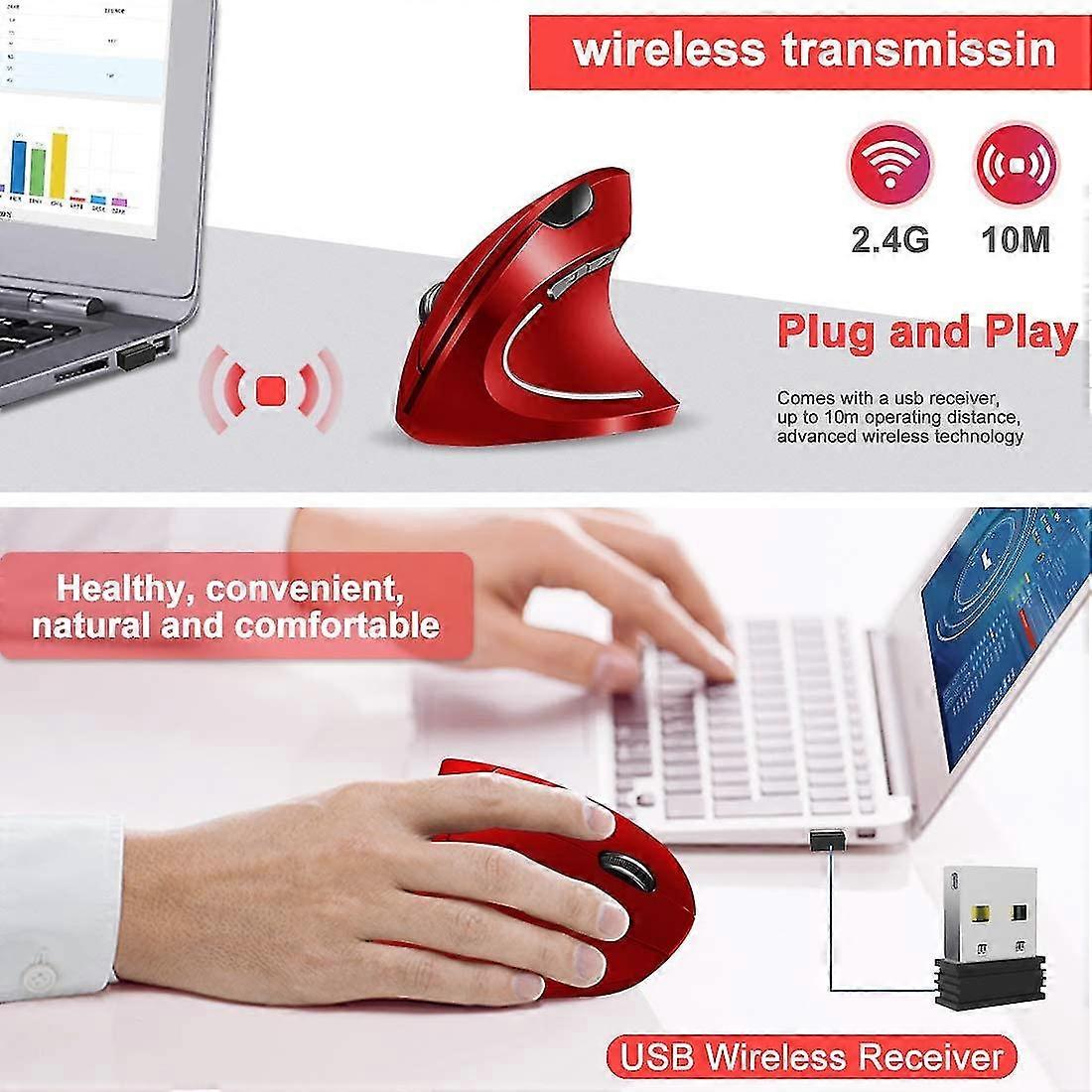 Ergonomic Rechargeable Wireless Mouse, 2.4hz Rechargeable Wireless ...