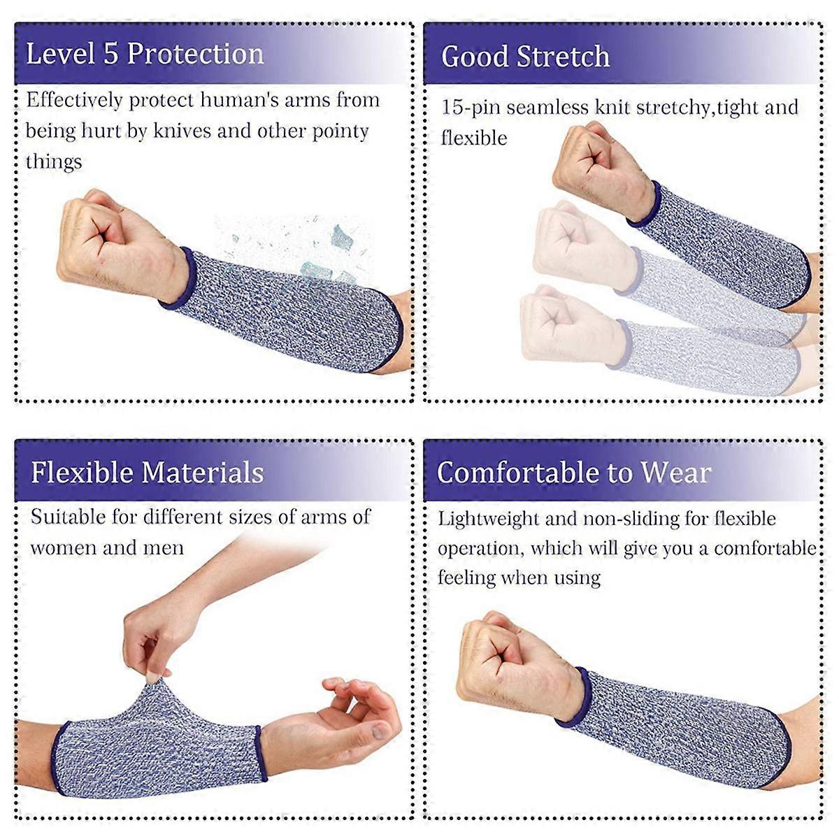 4 Pairs Arm Protectors for Thin Skin and Bruising Cut Resistant Forearm ...