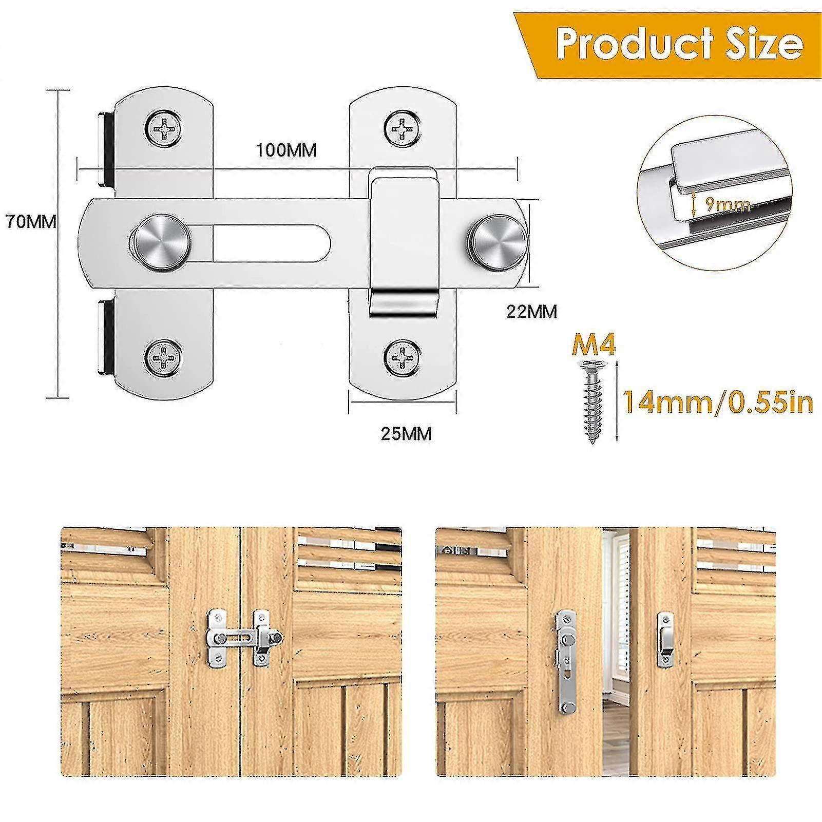 2-Pack 180 Degree Barn Door Lock Privacy Flip Padlock Security Latches - Stainless Steel Sliding ...