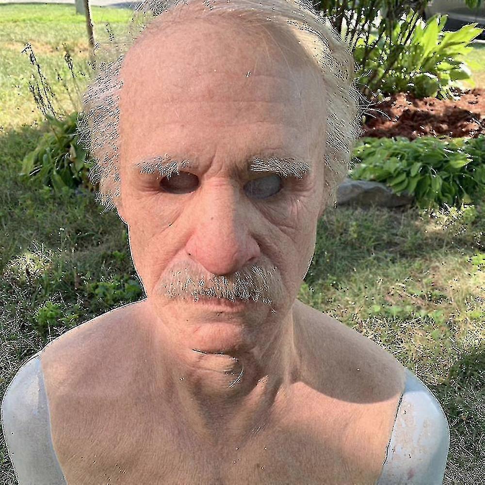 Latex Old Man Halloween Props Cosplay Party Realistic Full Face Mask ...