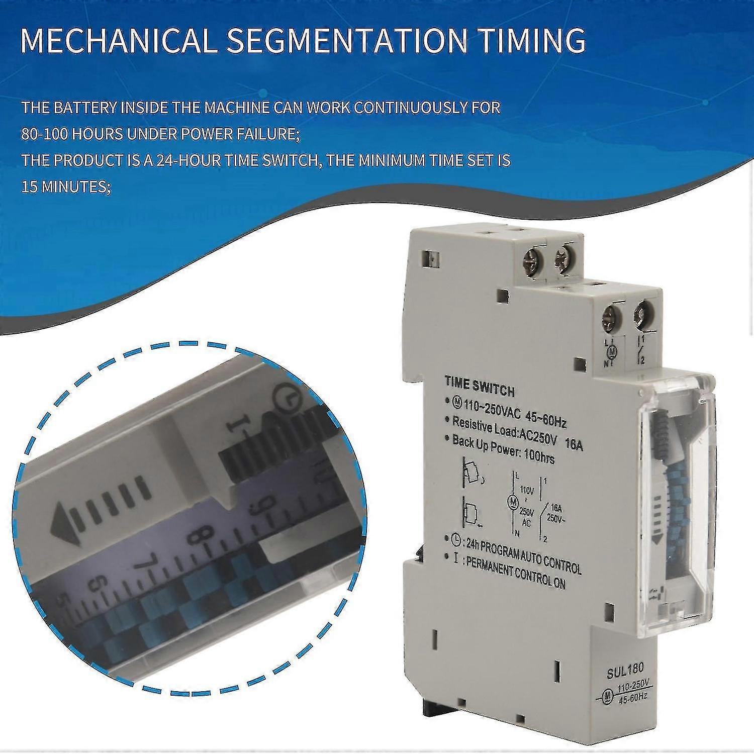 Sul180a 15 Minutes Mechanical Timer 24 Hours Programmable Din Rail ...