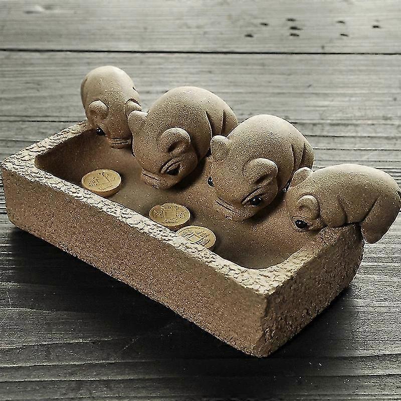 Four Little Pigs Drinking Water Purple Sand Ornament Piglet Ornament ...