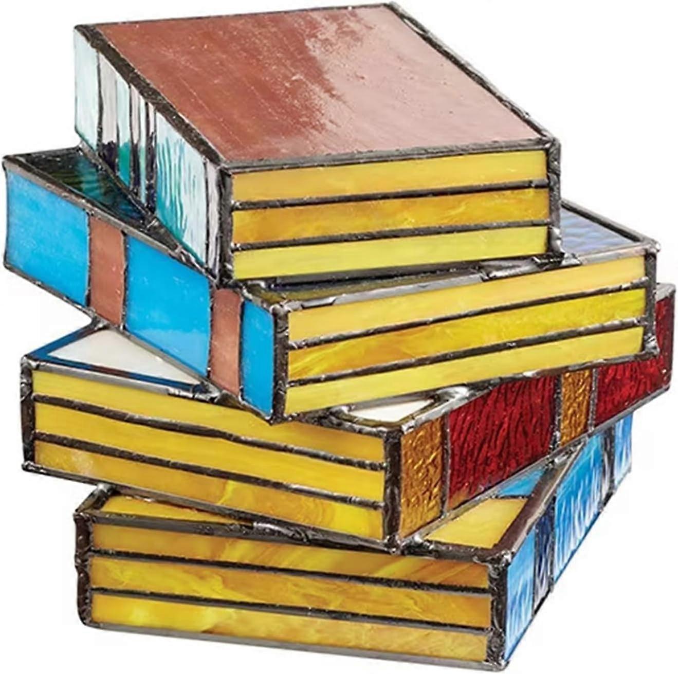 Stained Glass Stacked Books Lamp, New Vintage Table Lamp, Handcrafted ...
