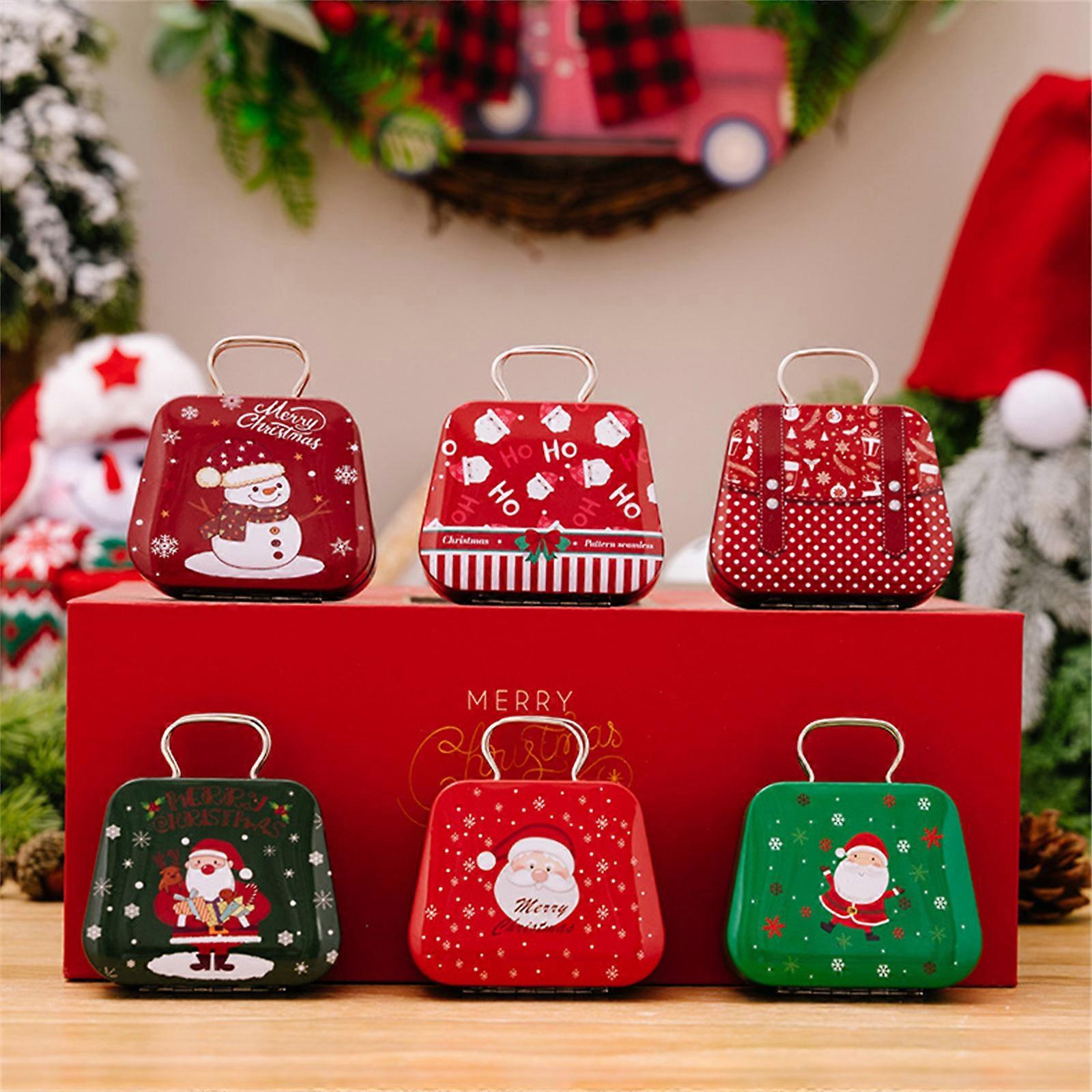 Set of 5 Christmas Iron Candy Tins Delicate Christmas Party Favor Tin ...