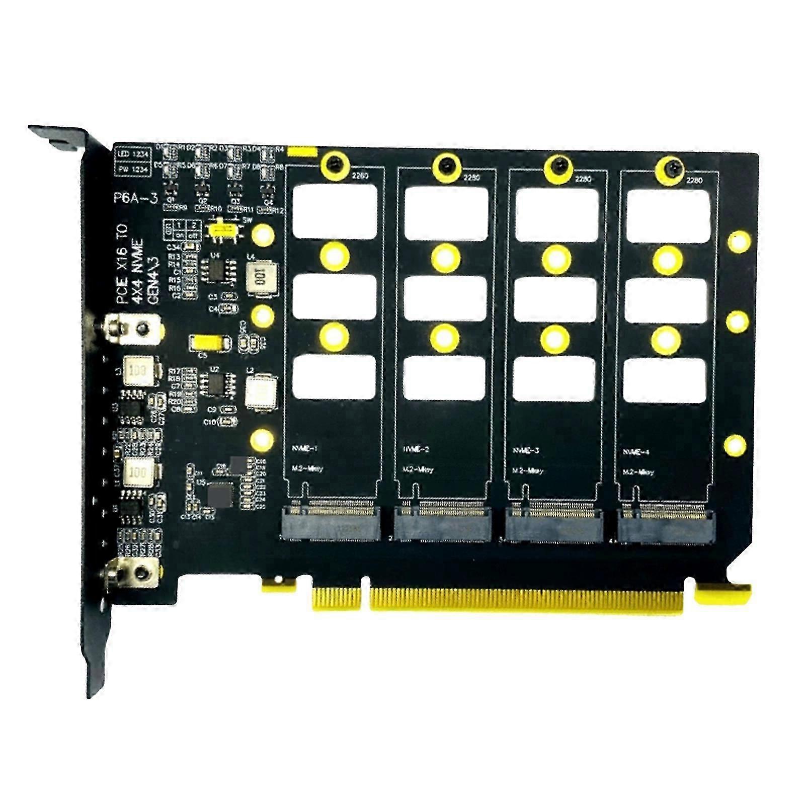 NVMe PCIe Adapter 4 Ports M.2 NVMe SSD to PCI-E 4.0 Gen4 X16 Converter ...