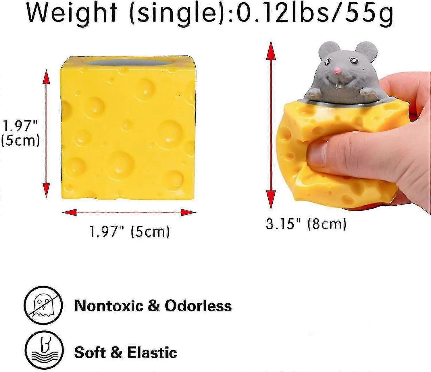 Wabjtam Cheese Toy Squeeze Cheese Rat Stress Ball Mice In Cheese Toy ...