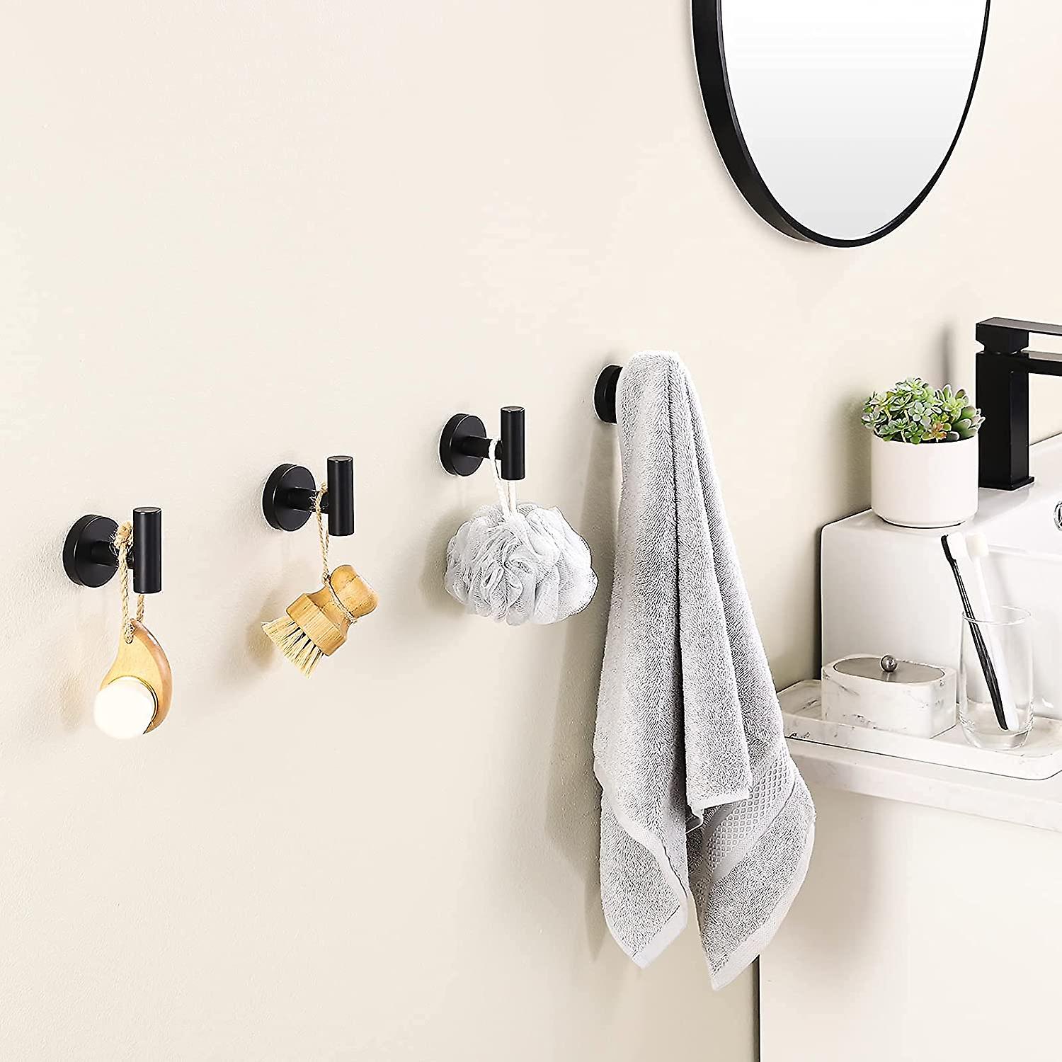 Handdoekhaak Zwart aan de muur gemonteerde zelfklevende haak Badkamer ...