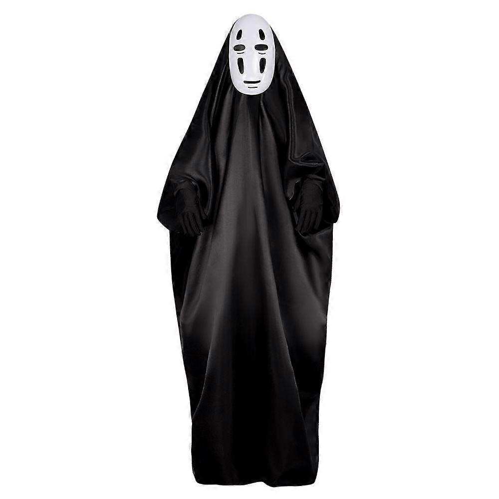Black Cloak With White Mask Anime No-Face Spirit Cosplay Costume ...