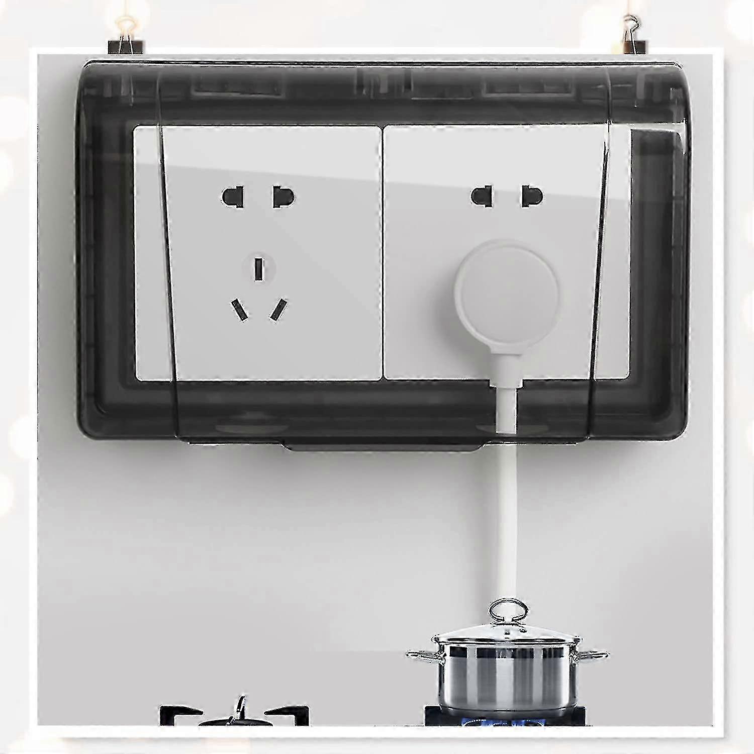 Waterproof Power Socket Cover IP44, 86 Wall Mounted 2-Gang Switch for ...