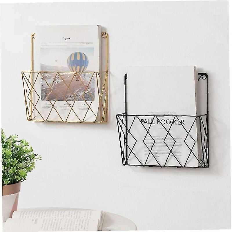 Black Wire Metal Wall Mounted Magazine Rack And Newspaper Bookcase ...
