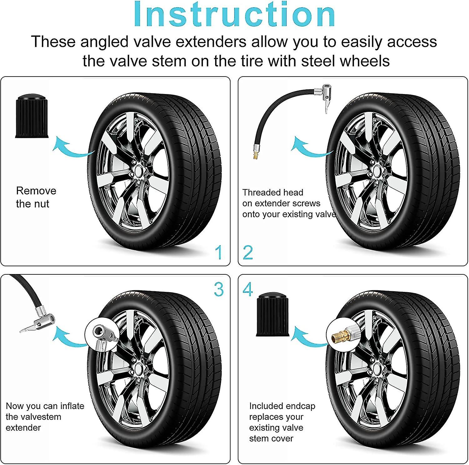 20cm Inflator Tire Extension Cord Schrader Adapter Tire Valve Pump Car ...