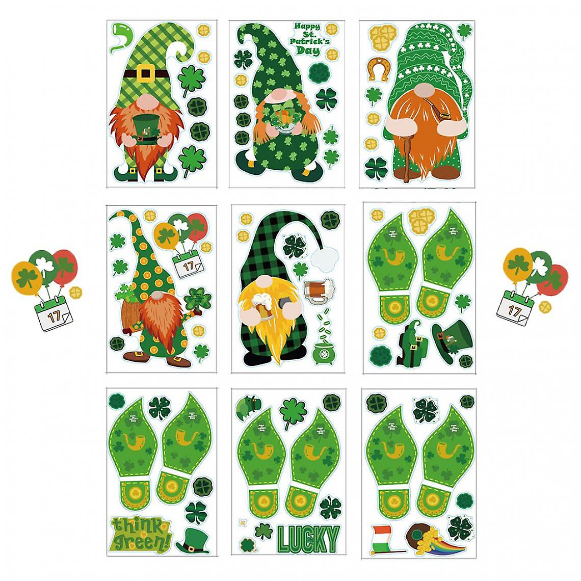 St. Patrick's Day Door Stickers Dwarf Footprint Glass Decorations Style ...