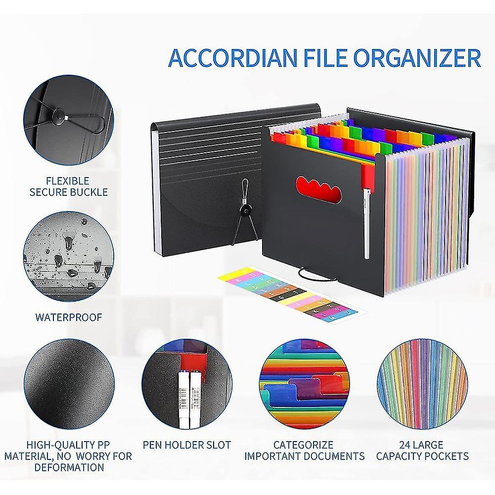 Accordian File Organizer Expandable File Folder Portable Accordian Folder Letter Size For Paper