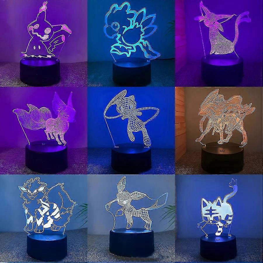 Anime Figures Night Light Manga Pocket Monsters Pikachu Gengar Acrylic ...