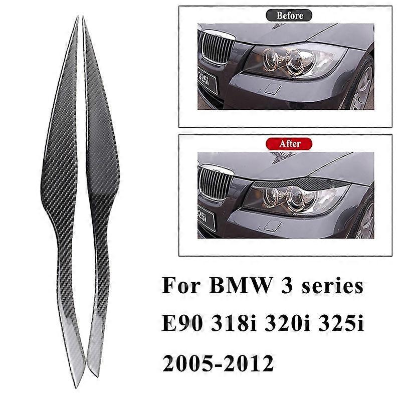 Car Front Headlight Eyebrows Sticker Carbon Fiber Headlamp Eyebrows ...