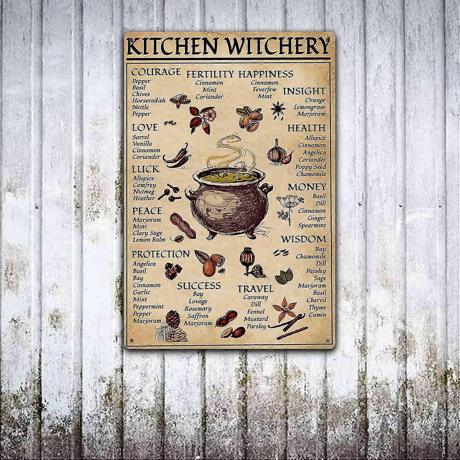 Kitchen Witchery Poster,Tin Signs 1 Pieces Reproduced Vintage, Retro ...