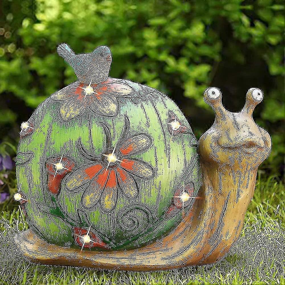 Garden Statue Solar Powered Snail Resin Sculpture Garden Ornament Solar ...