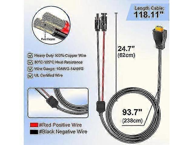PFCTART Solar Panel XT60 Extension Cable For Ecoflow/Bluetti Power ...