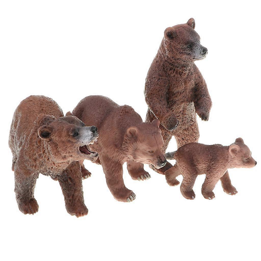 4Pcs Lifelike Brown Bear Model Figure, for Kids and Toddlers, Science ...