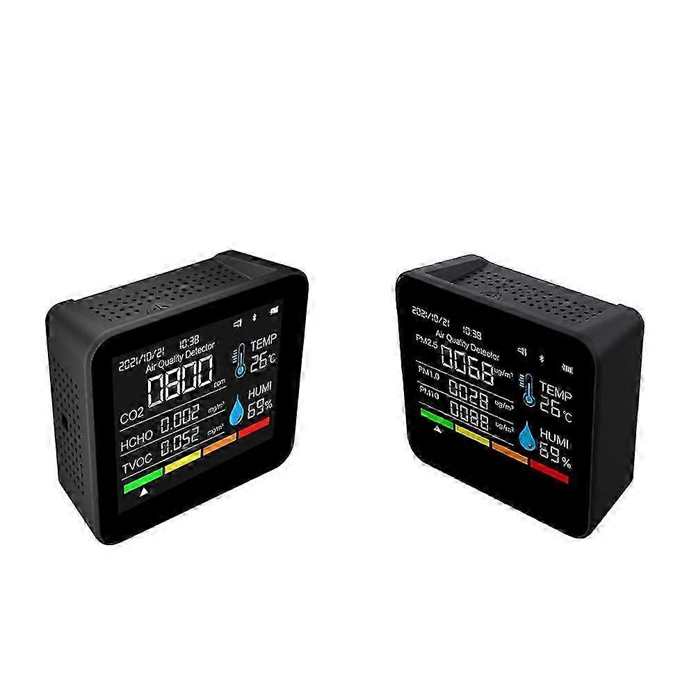 2026 NEW 9In1 BT Air Quality Monitor Time/Date CO2 TVOC HCHO PM2.5 PM1 ...
