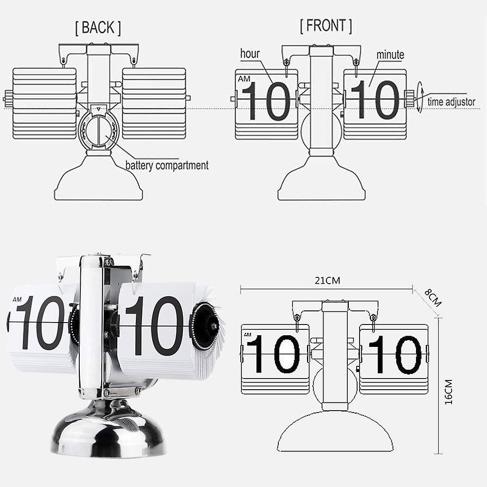 Flip Desk Clock Mechanical Retro Digital Flip Down Clock Internal Gear ...