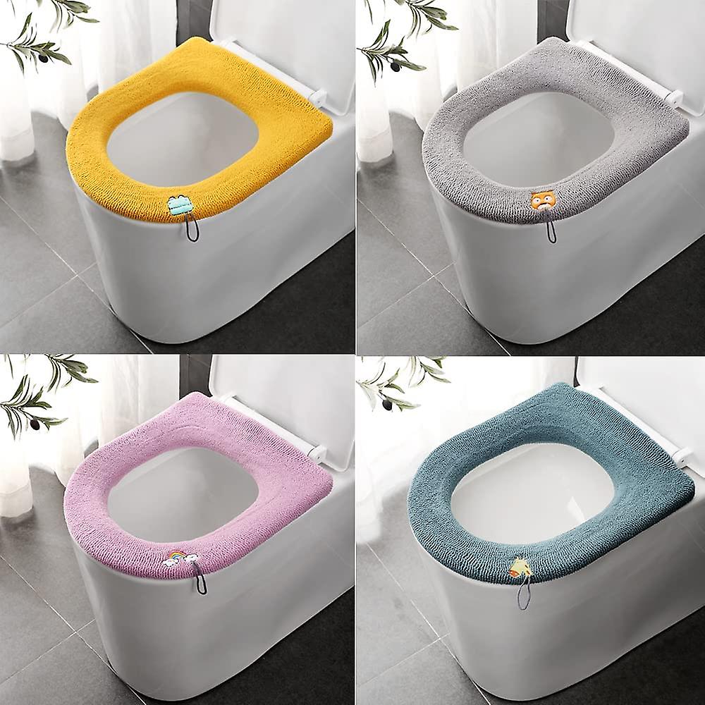 4 thick soft fabric toilet cushions with hanging ring, washable and ...