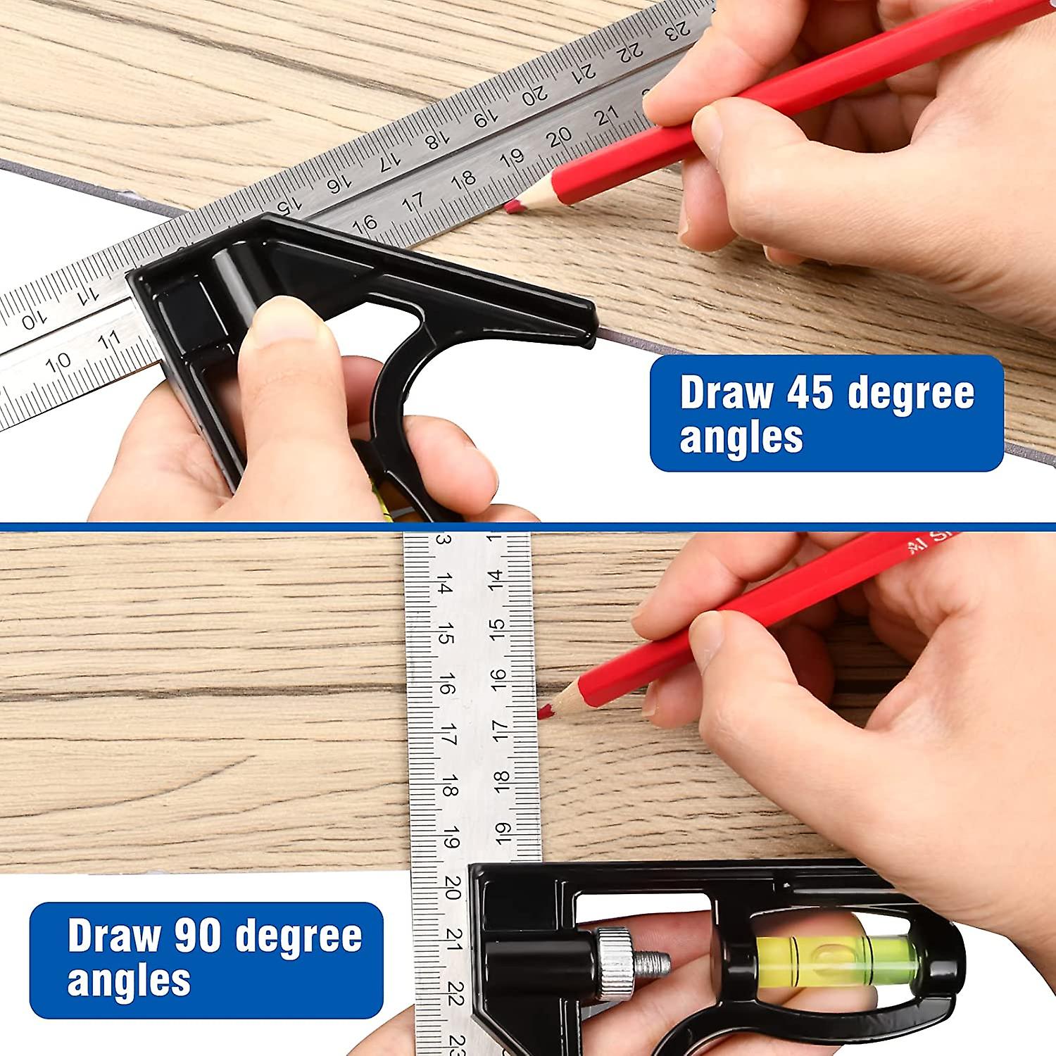 300mm Stainless Steel Combo Angle Ruler, Square Combo Ruler, Adjustable ...