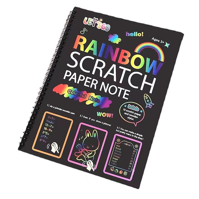 12 Sheets Rainbow Scratch Off Notebooks Arts Crafts Supplies Set Color ...