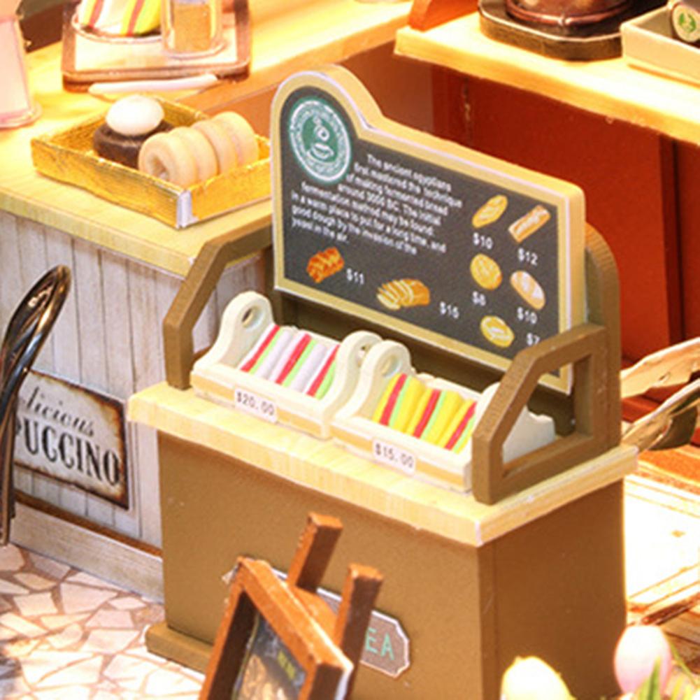 Haloppe DIY Assembly Miniature LED Coffee Store Doll House Model Kids ...