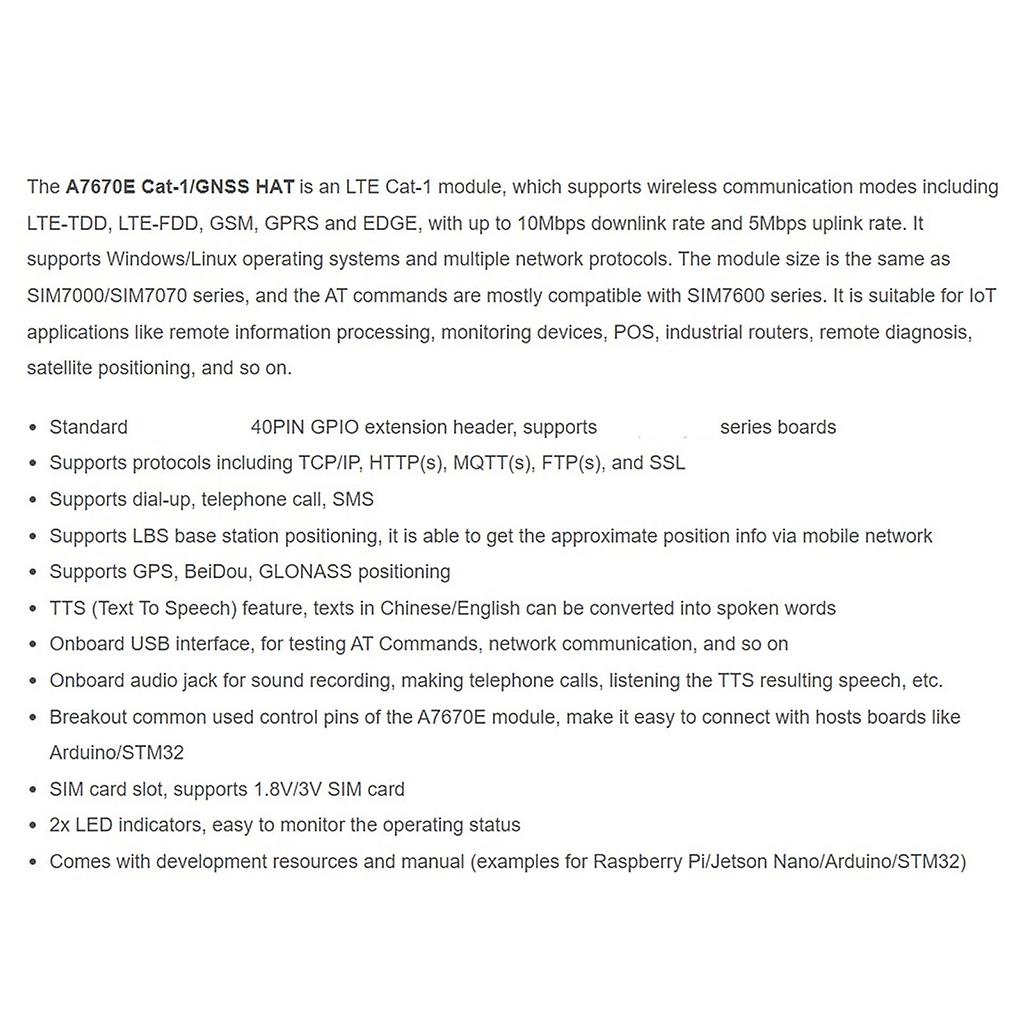 for RPi Cat1/GPRS/GNSS HAT Support HTTPsMQTTs | Fruugo UK