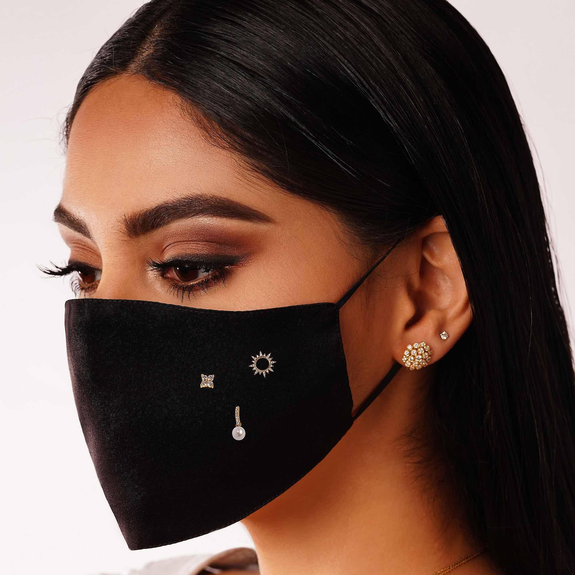 Mask Pin Fresh Water Pearl, 18K Gold and Diamonds | Fruugo UK