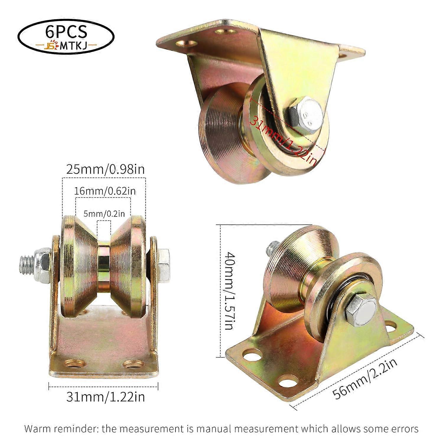6 Pieces Reeving Lifting Pulley, V Groove Wheel, Sliding Gate Caster ...