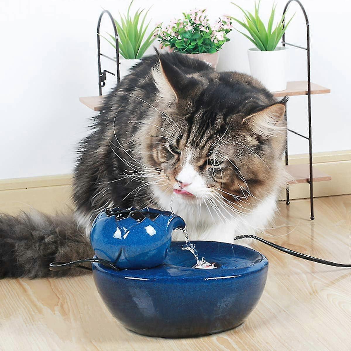 SBSGV Lotus Cat Water Fountain Ceramic, 1.5L Pet Fountain Dog Water ...