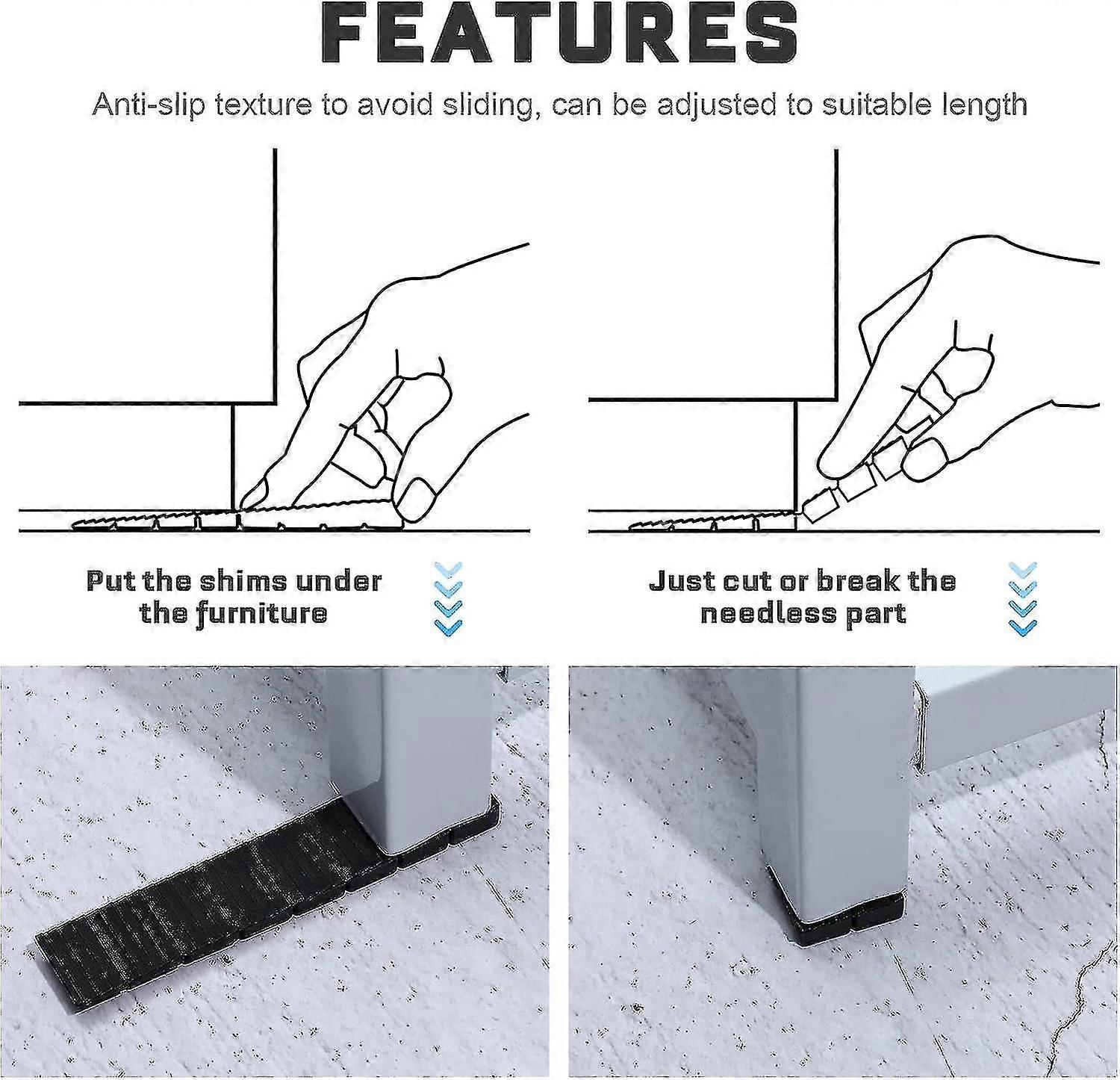 Furniture Leveling Shims, Plastic Level Wedge Anti-slip Bed Shims Wedge ...